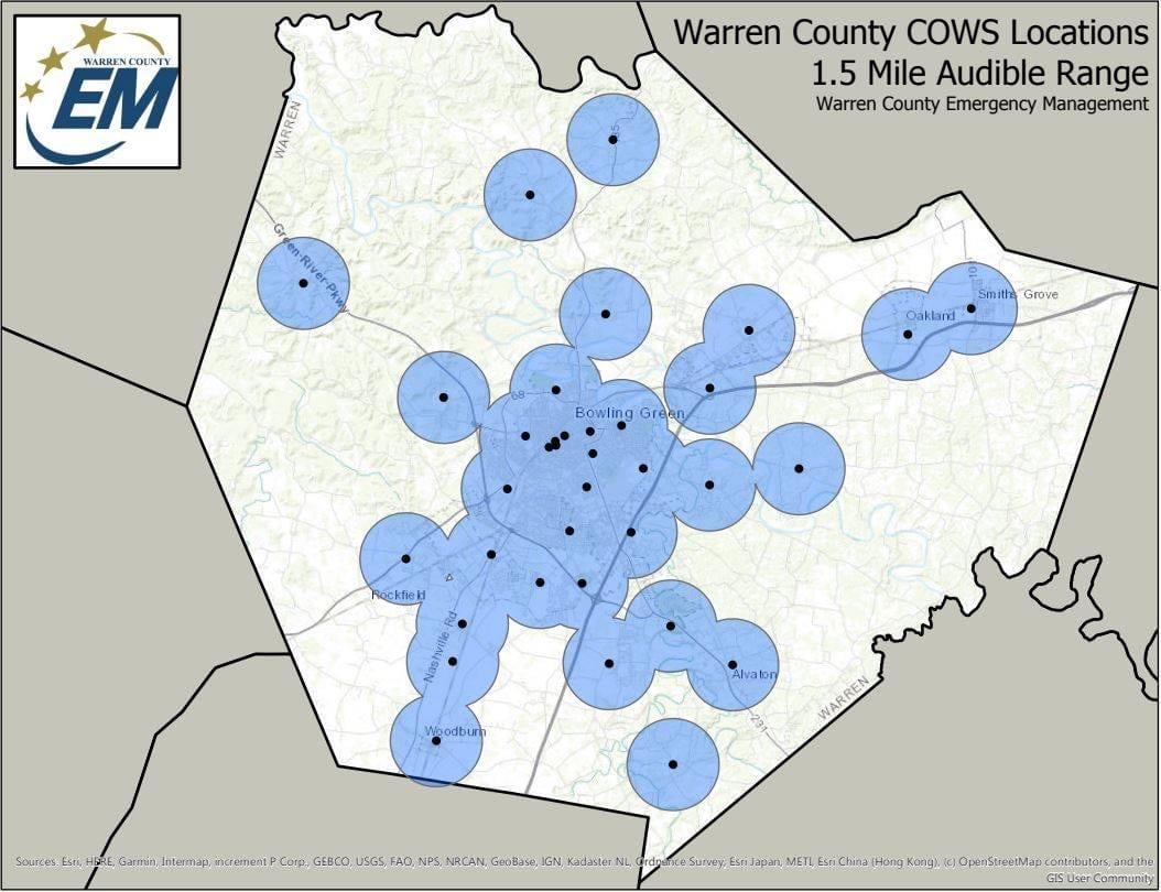COWs Location Map: Sirens Testing Today - WNKY News 40 Television