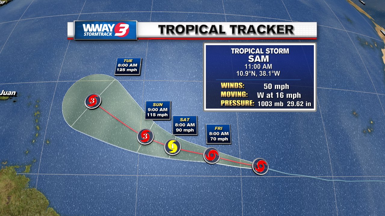Tropical Storm Sam forms, expected to become hurricane - WWAYTV3