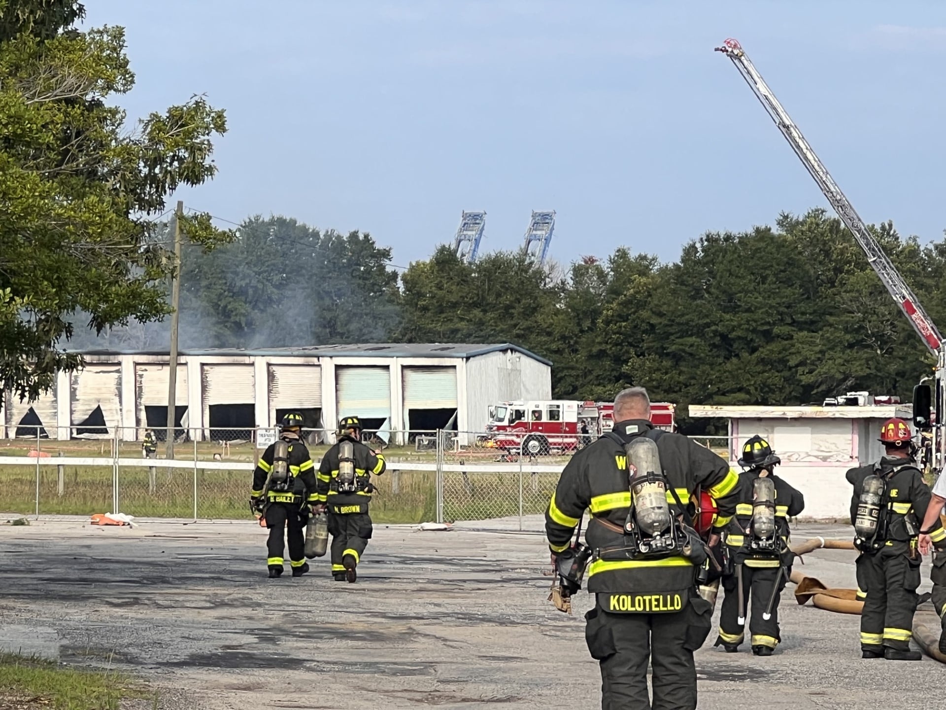 Wilmington Fire Department fighting fire at warehouse on Carolina Beach ...