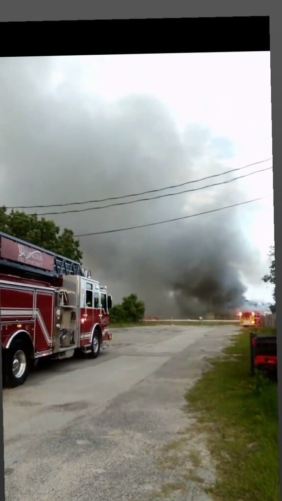 Wilmington Fire Department fighting fire at warehouse on Carolina Beach ...