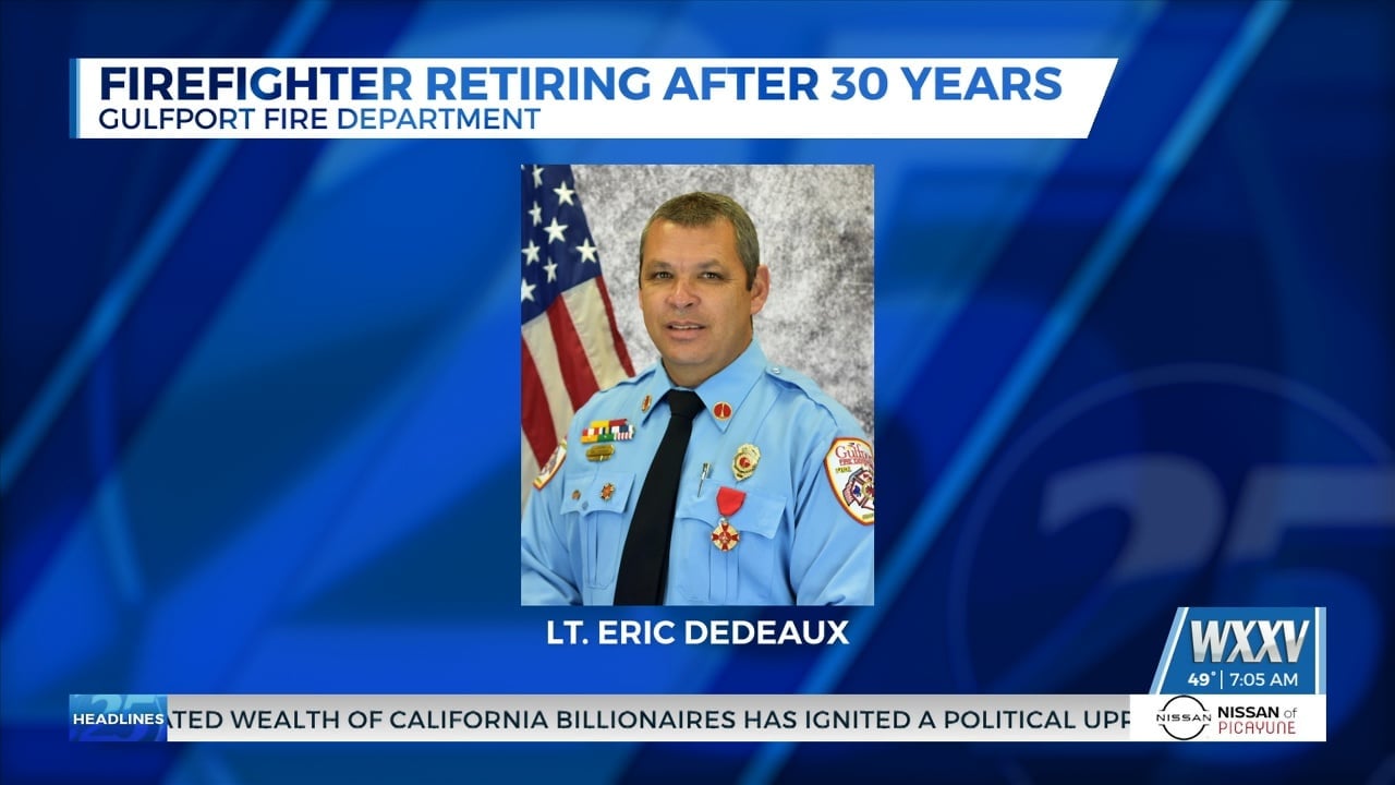 Lt. Eric Dedeaux retiring from Gulfport Fire Department - WXXV News 25
